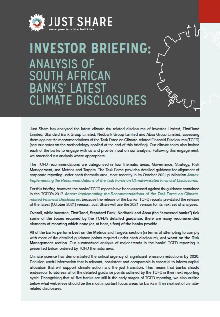 How SA banks are doing on climate risk disclosure - Just Share